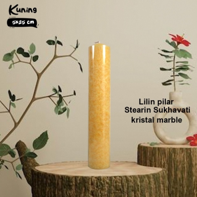 Jual Lilin pilar Stearin Sukhavati kristal marble 5x25 cm KUNING ...