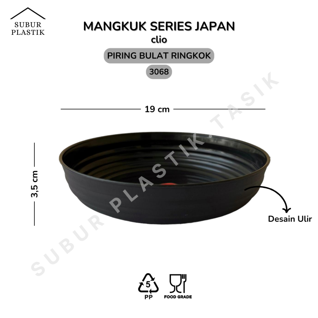 Jual [12 pcs] Piring Bulat Ulir Japan Series Hiatam Ringkok Plastik ...