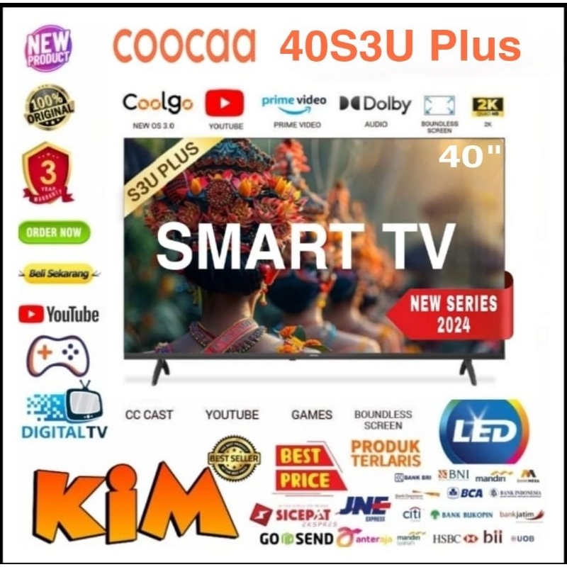 Jual COOCAA LED TV 40 inch 40S3U PLUS Smart TV - 2K LED - Bezel Less ...