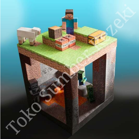 Jual Rumah Minecraft Papercraft Village Diorama World Paper Craft Dunia ...