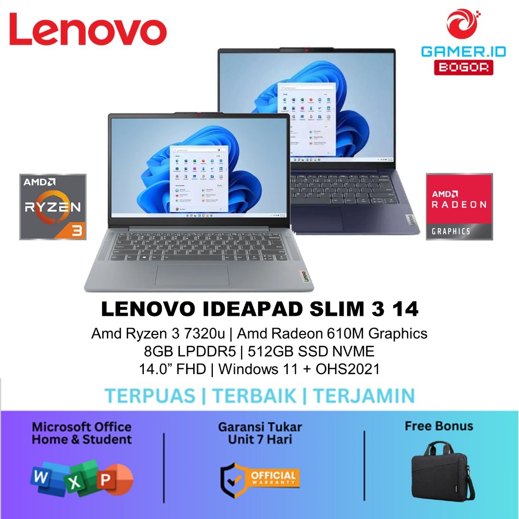 Jual LENOVO IDEAPAD SLIM 3 14 AMD RYZEN 3 7320 8GB 512GB W11+OHS+M365 ...