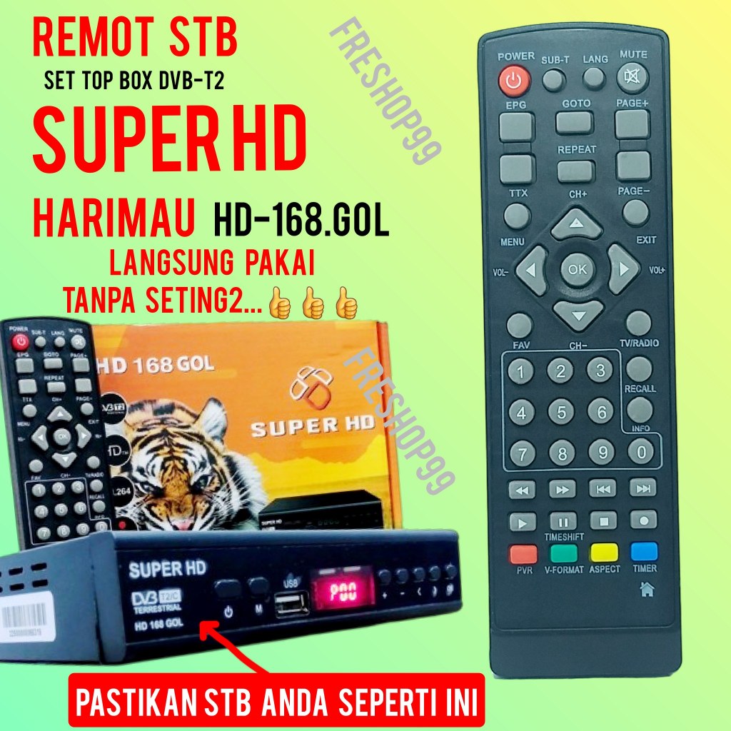 Jual Remote stb super hd harimau 168 gol set top box remot dijamin auto ...