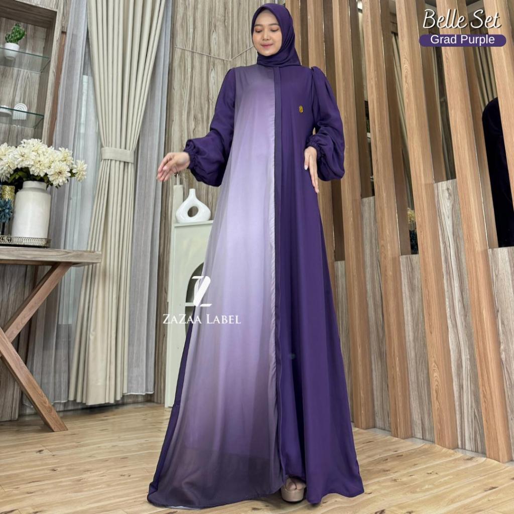 Jual Zazaa Label - Belle Set Motif Gradasi Gamis Hijab Bahan Ceruty ...