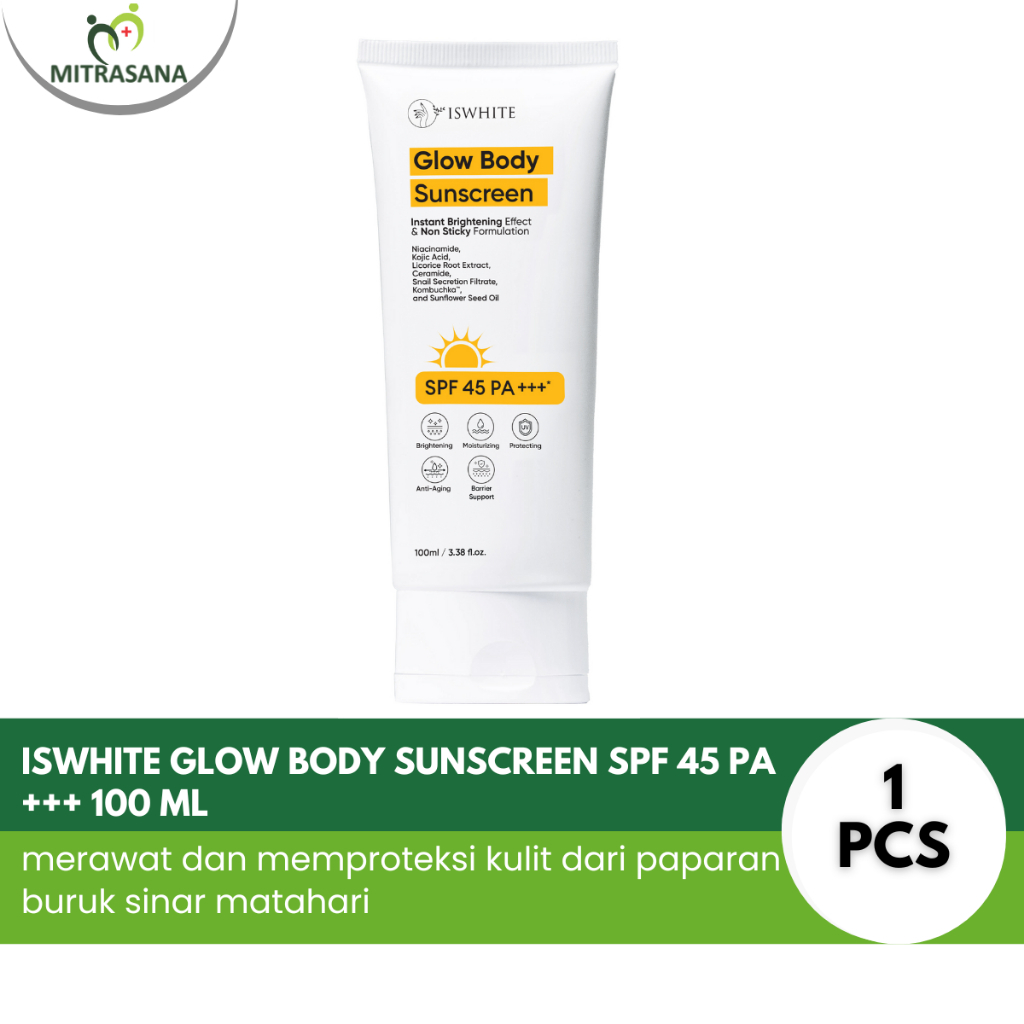 Jual ISWHITE Glow Body Sunscreen SPF 45 PA +++ Hybrid Sunscreen 100 ml ...