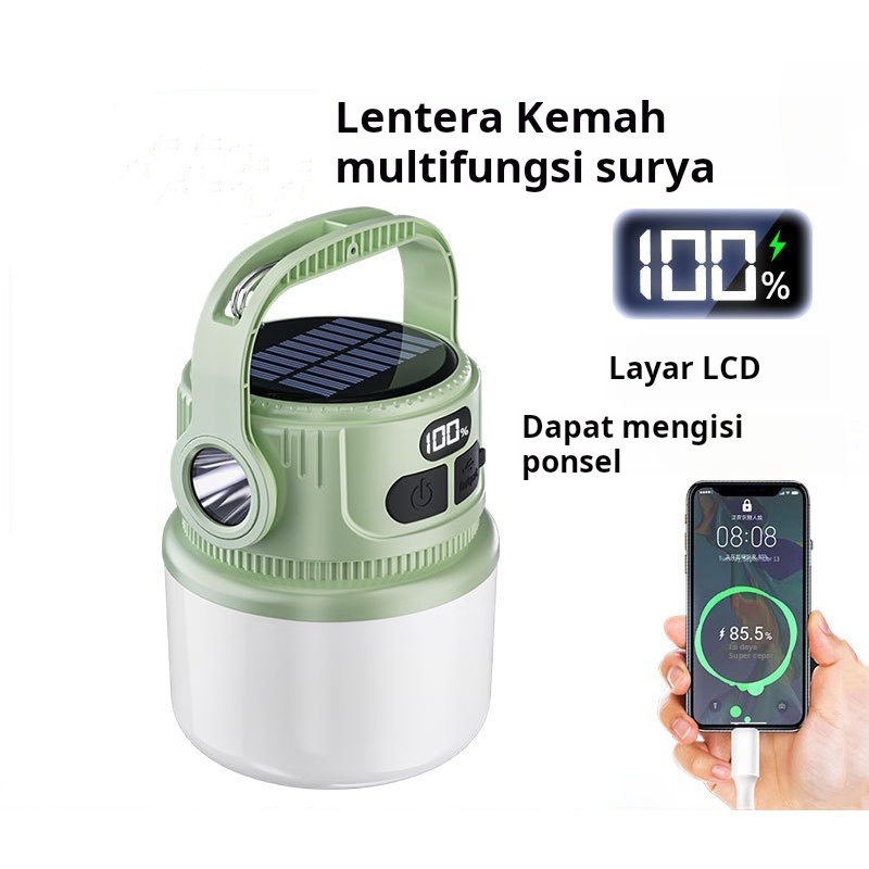 Jual Lentera Kemah Multifungsi Surya,Senter Super Terang,Layar daya LCD ...