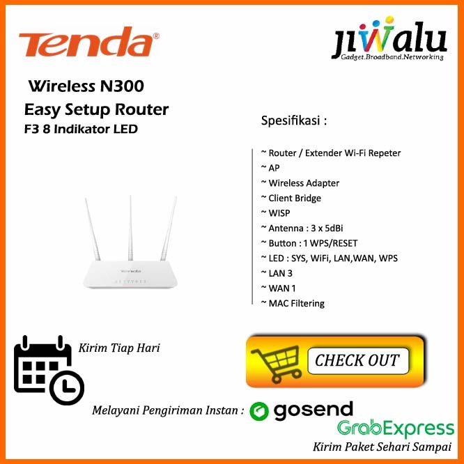 Jual Tenda F3 Wireless Router Extender Access Point Wifi Repeater