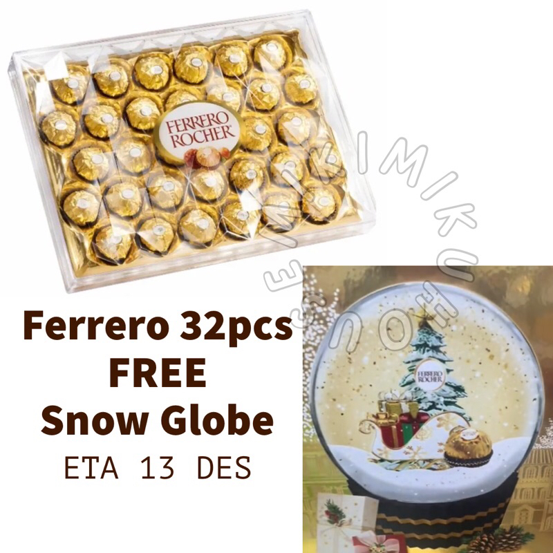 Jual FERRERO ROCHER 32 PCS FREE SNOW GLOBE CHRISTMAS FERRERO ROCHER T32 ...