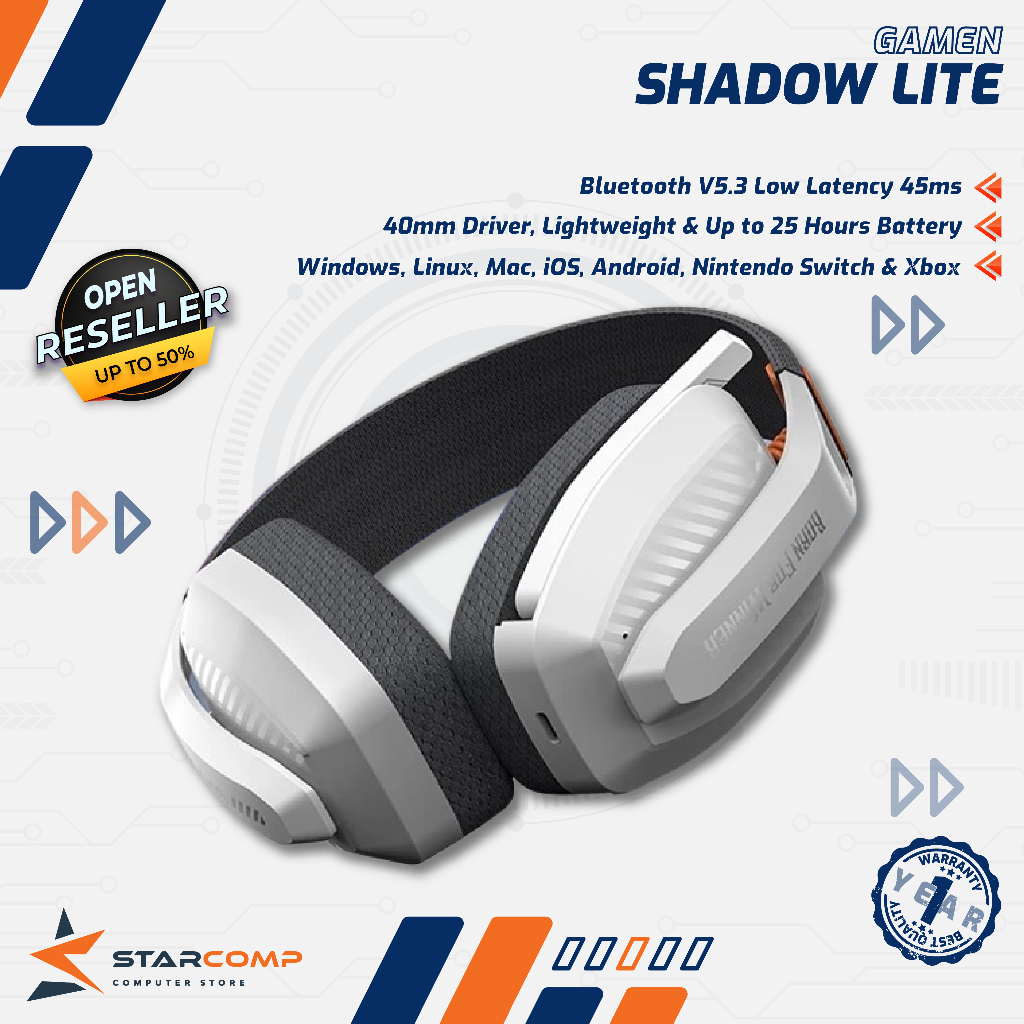 Jual Gamen Shadow Lite Headset Gaming Wireless Bluetooth 5.3 ...