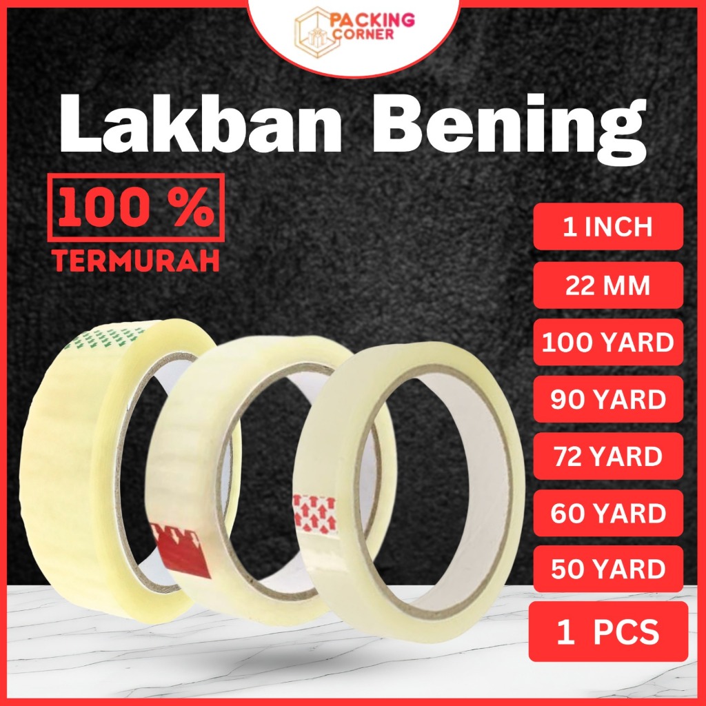 Jual Lakban Bening Isolasi 1 Inch Inci 1” 24MM 24 MM 50 60 72 90 100 ...