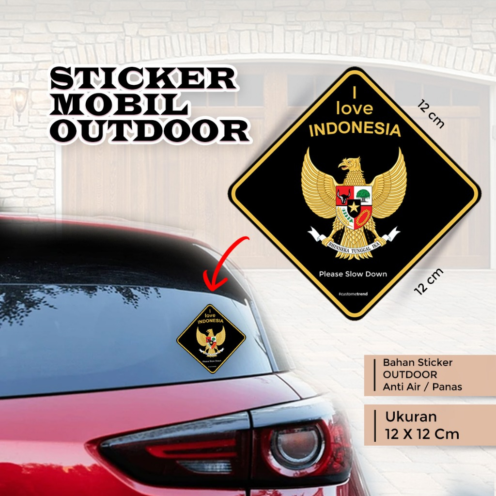 Jual Stiker I LOVE INDONESIA Car Sticker Chrome 12 x 12 cm Ketupat ...