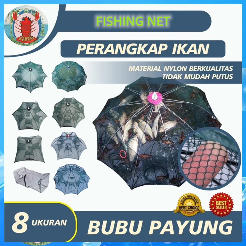 Jual Payung Bubu Jaring Jebakan Perangkap Udang ikan Kepiting Model Payung 6 lobang | Shopee ...