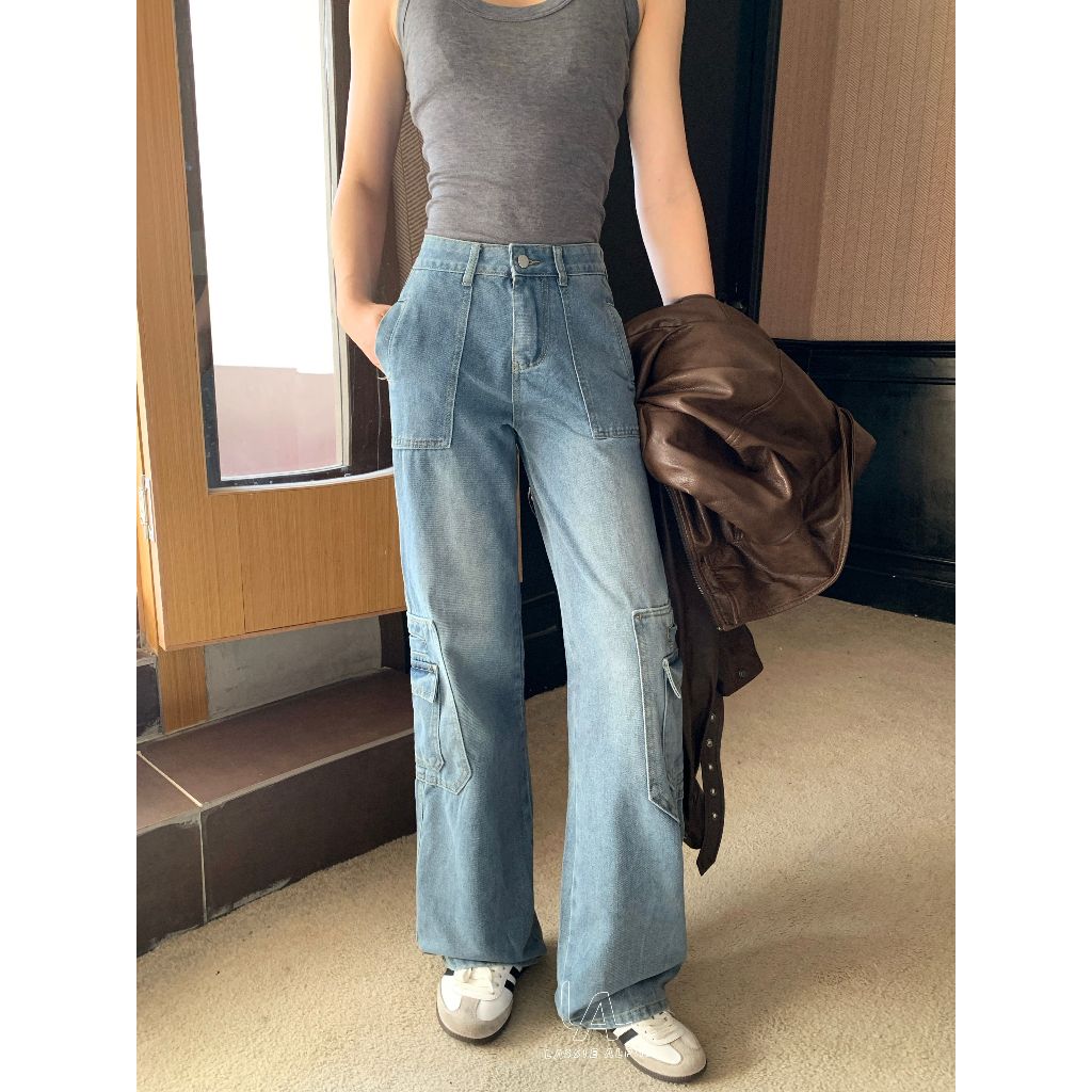 Jual Lassie Alpha J61 ready stok Celana Panjang Highwaist Kulot Jeans Wanita Celana Jeans ...