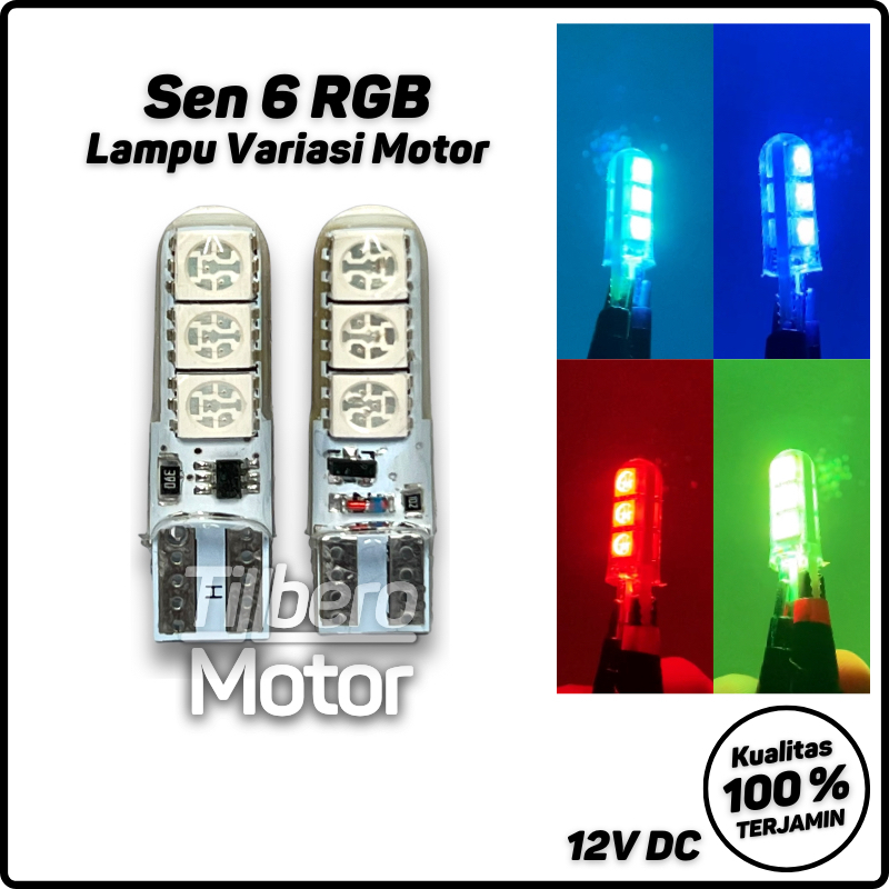 Jual Lampu LED Senja / Sein / Sen T10 Kedap Kedip RGB Warna Warni 6 Mata Motor / Mobil Terang ...