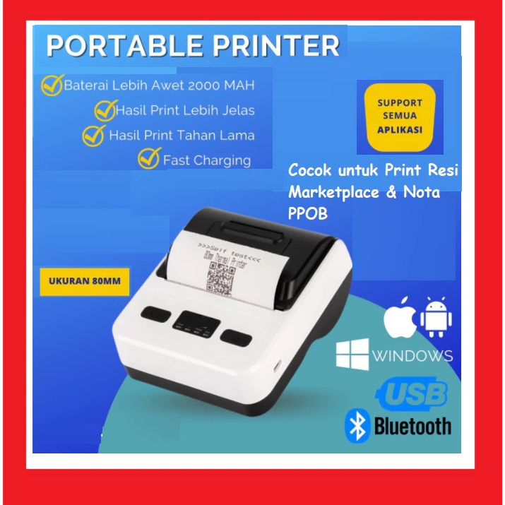 Jual Printer Portable Thermal 80mm BT-801 USB Bluetooth SMARTCOM MOBILE - GARANSI RESMI | Shopee ...