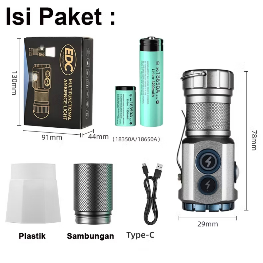 Jual SENTER LED MINI EDC 3xLED F235 KOMPLIT FULL SET | Shopee Indonesia