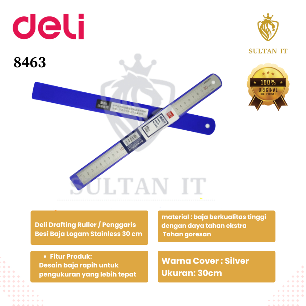 Jual Deli Penggaris . Penggaris Steel 30cm 8463 / Mistar Plastik 30 cm ...