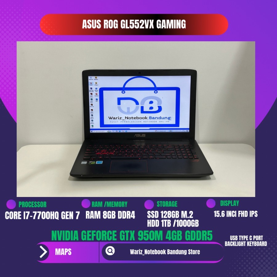 Jual ASUS ROG STRIX GL552VX CORE I7-7700HQ NVIDIA GTX 950M 4GB RAM 8GB ...