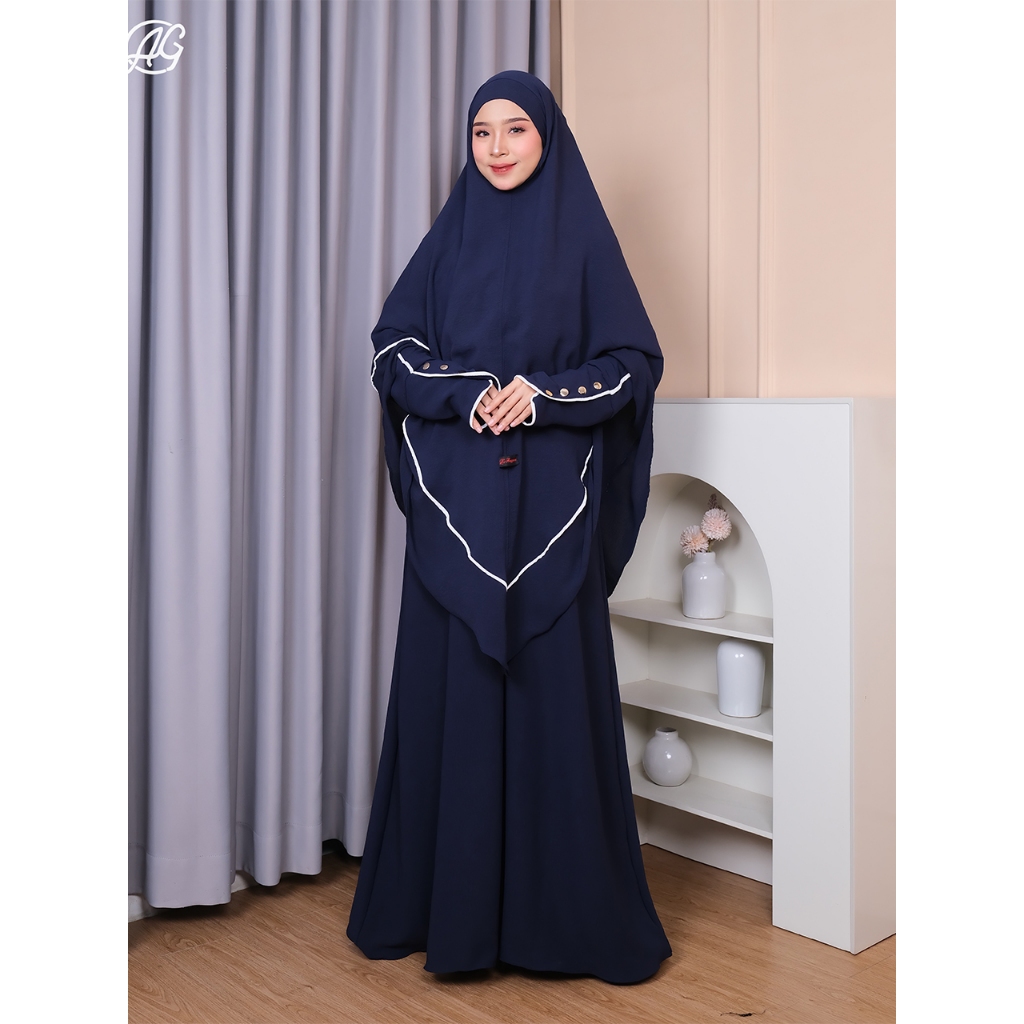 Jual Gamis Set Khodijah Plus Khimar Wanita Muslim List Putih Syar'i Cadar Basic Kancing Tangan ...