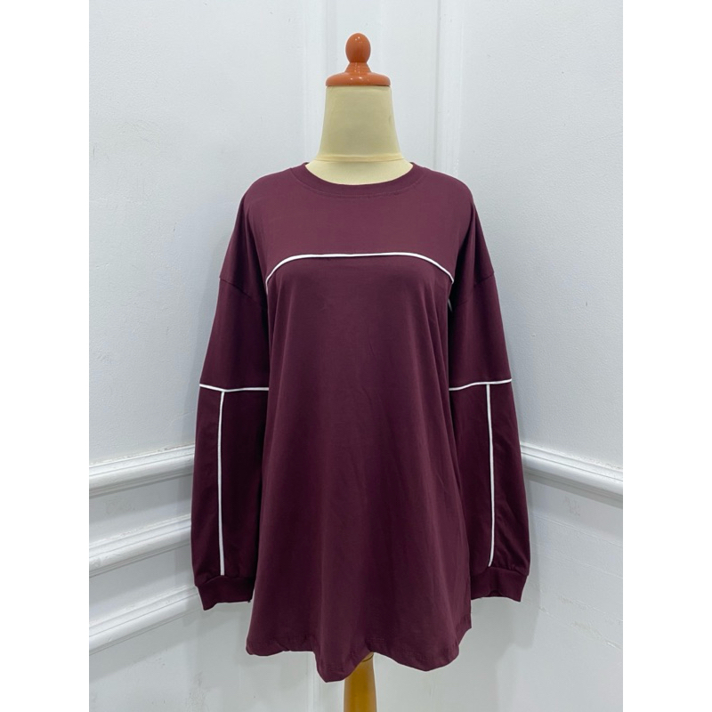 Jual KAOS POLOS OVERSIZED BASIC TOP SPORTY LIST LONG SLEEVE LENGAN ...