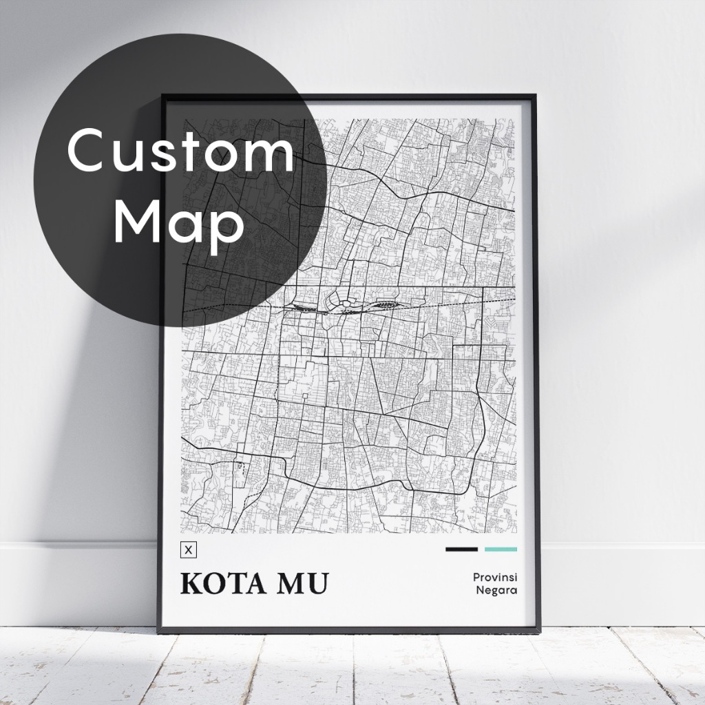 Jual Custom by Order Poster Peta Minimalis A1 A2 A3 A4 Semi Matte ...