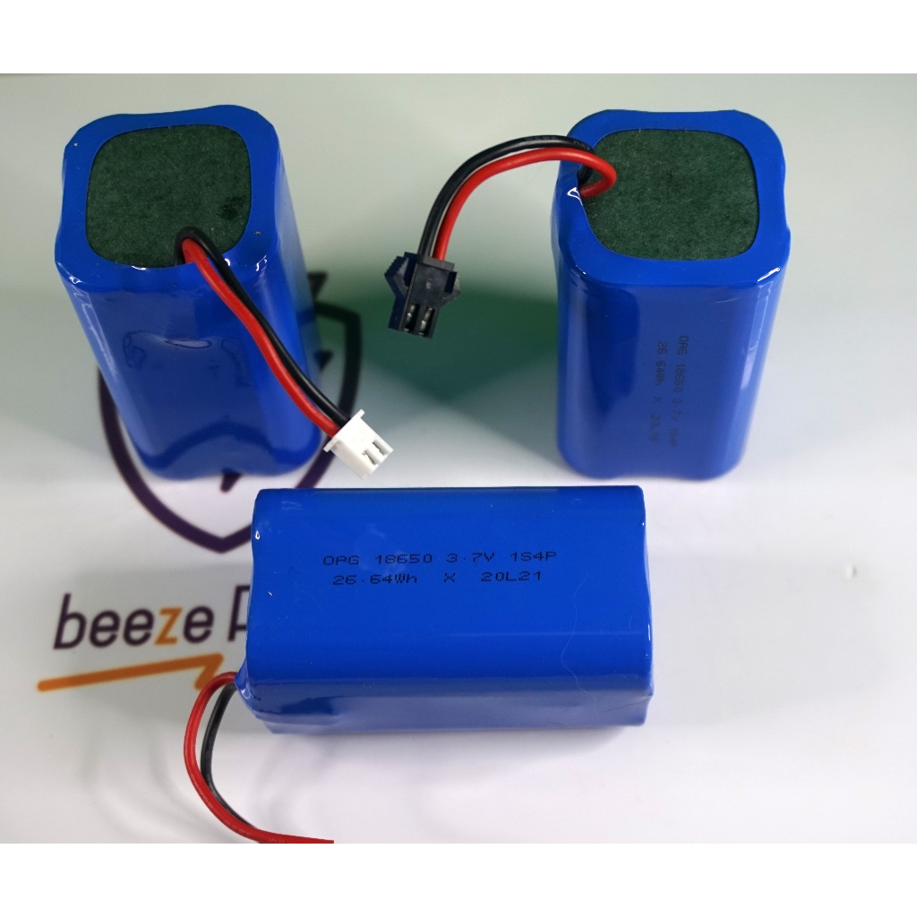 Jual Baterai Pack 4P 4x 18650 3.7V 7200mah Socket Hitam JST PH2.0 XH2 ...