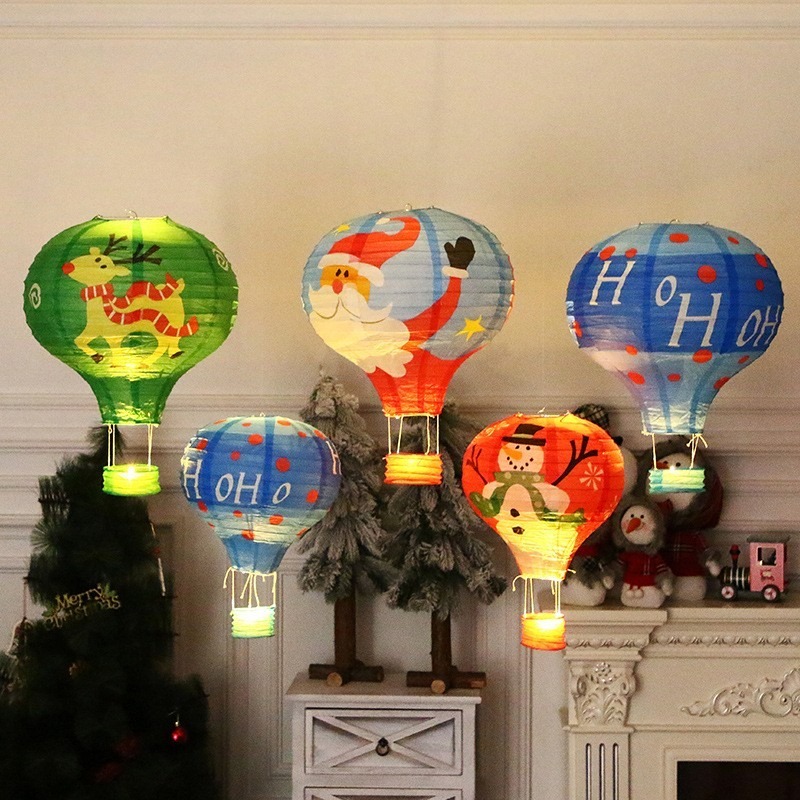 Jual Lampion Kertas Bulat Balon Udara Santa Rusa Snowman Christmas ...