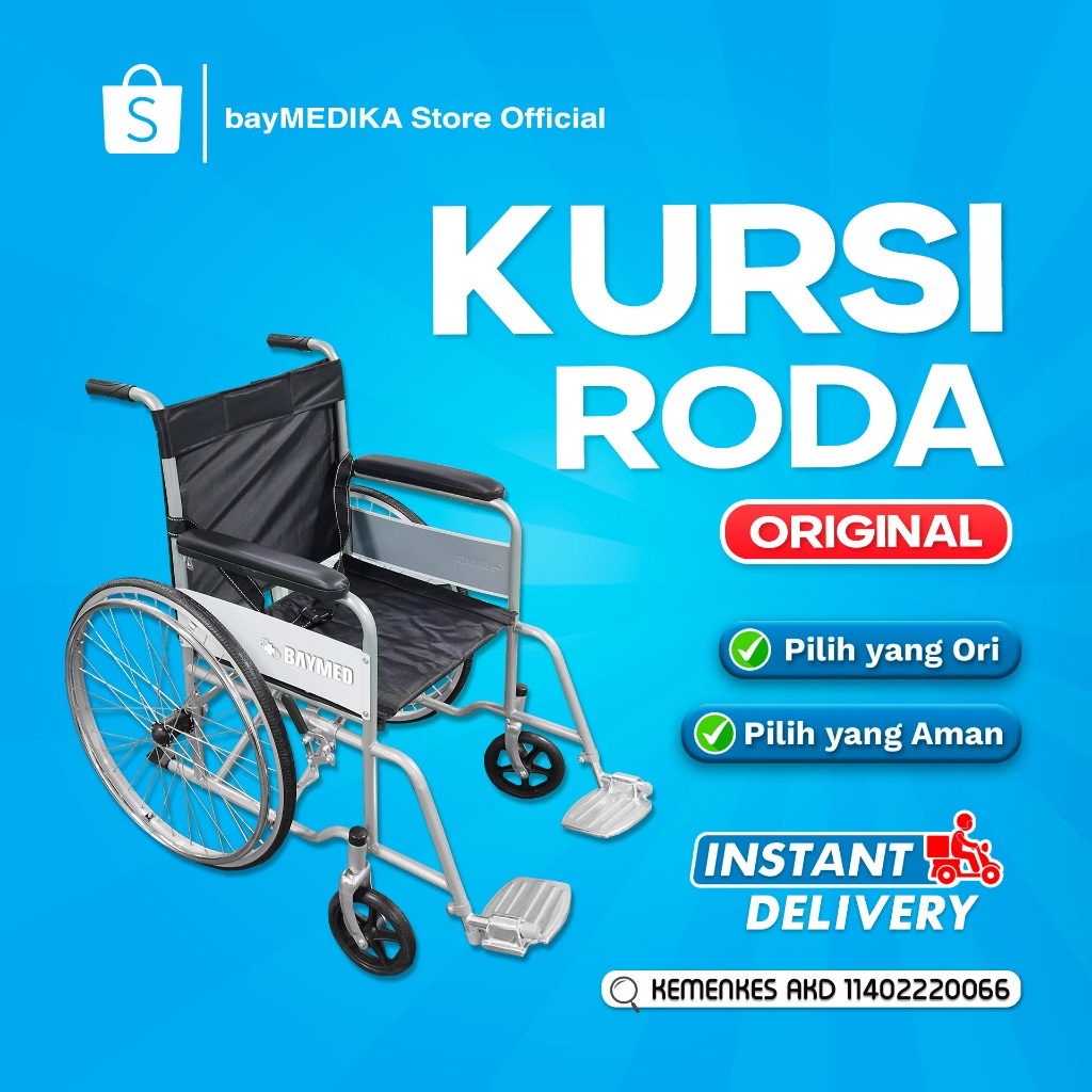 Jual UP TO 120 KG! Wheelchair Kursi Roda Standar Rumah Sakit BAYMED ...