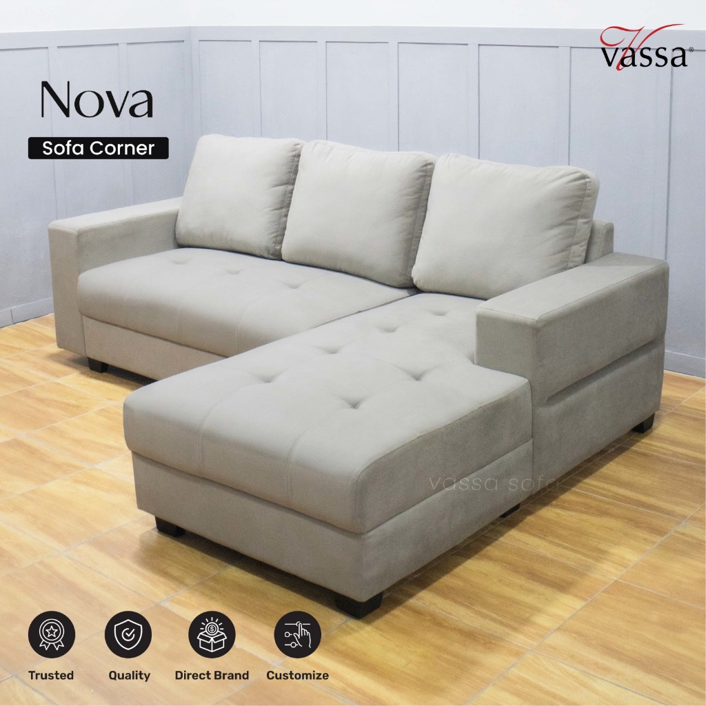 Jual Sofa L Nova by Vassa Sofa - Sofa L MInimalis | Shopee Indonesia