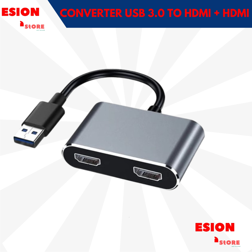 Jual USB 3.0 to Dual HDMI Adapter 4k / Hdmi Splitter for Dual Monitors ...