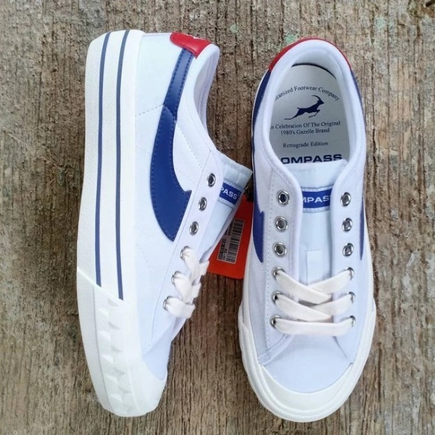 Jual SEPATU COMPASS RETROGRADE LOW WHITE BLUE 100% OR!G!N4L | Shopee ...