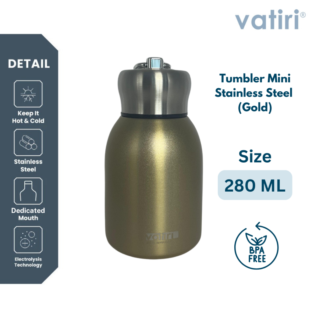 Jual Vatiri Tumbler Mini Botol Minum Stainless Steel (Gold) 280ml ...