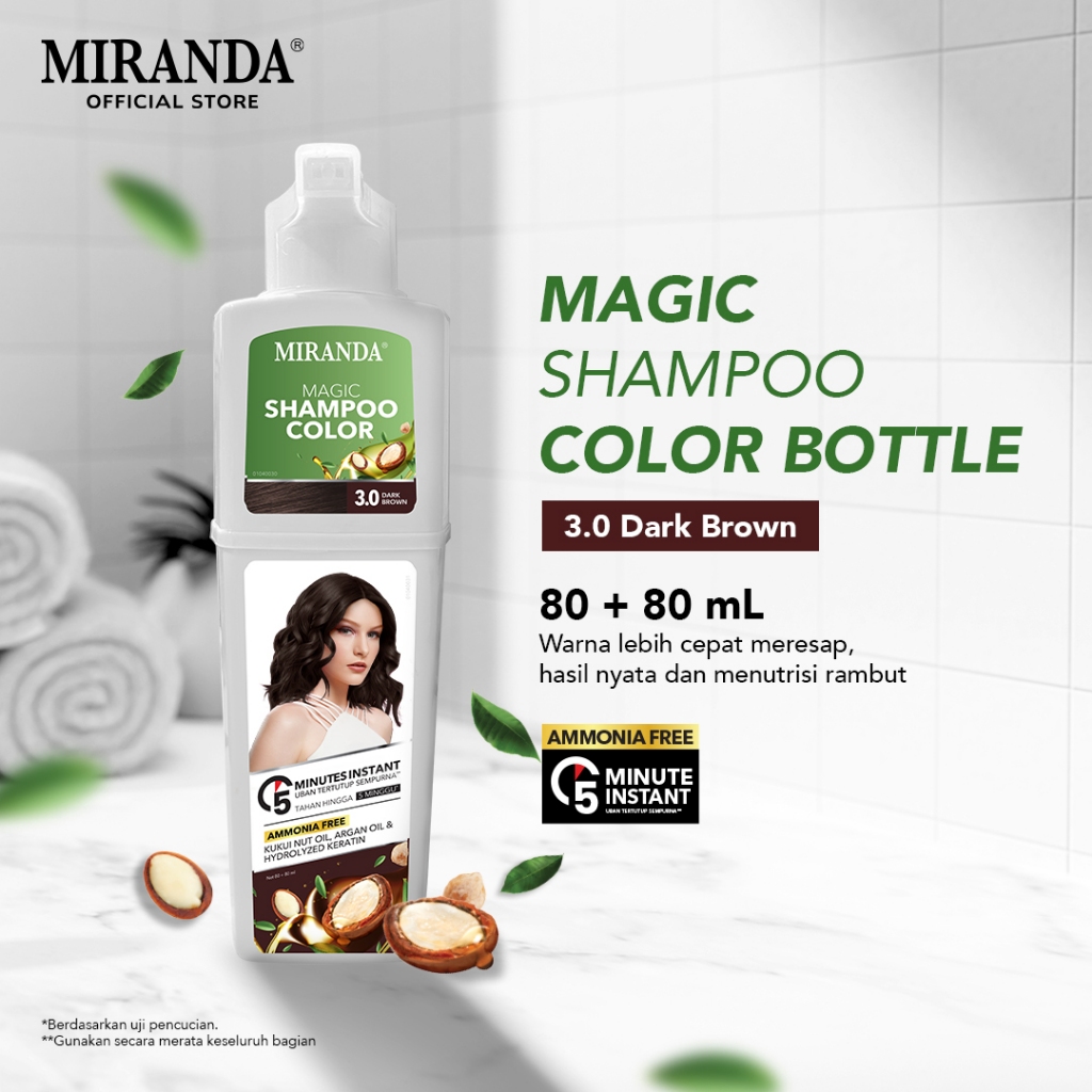Jual Miranda Magic Shampoo Color Bottle/Pewarna Penutup Uban/Pewarna Rambut - Dark Brown 160ml ...
