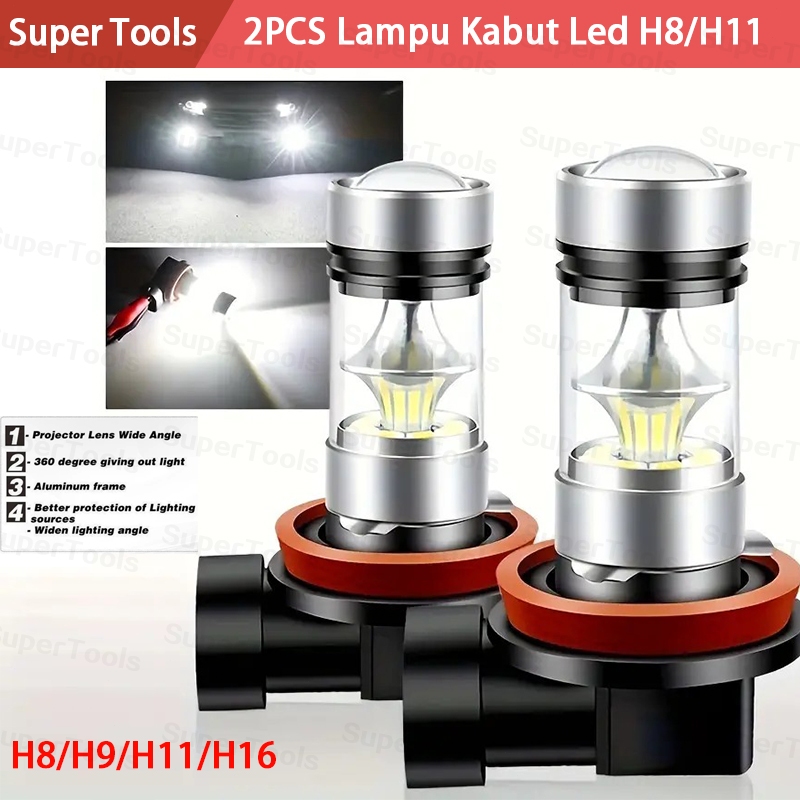 Jual [ready stock]2Pcs H8/H9/H11/H16 Lampu Kabut Lampu LED Mobil Super Terang 100W 20SMD 4300K ...