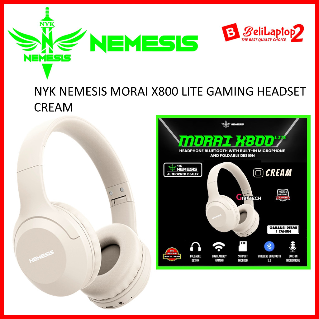 Jual NYK NEMESIS MORAI X800 LITE GAMING HEADSET CREAM - GARANSI RESMI ...