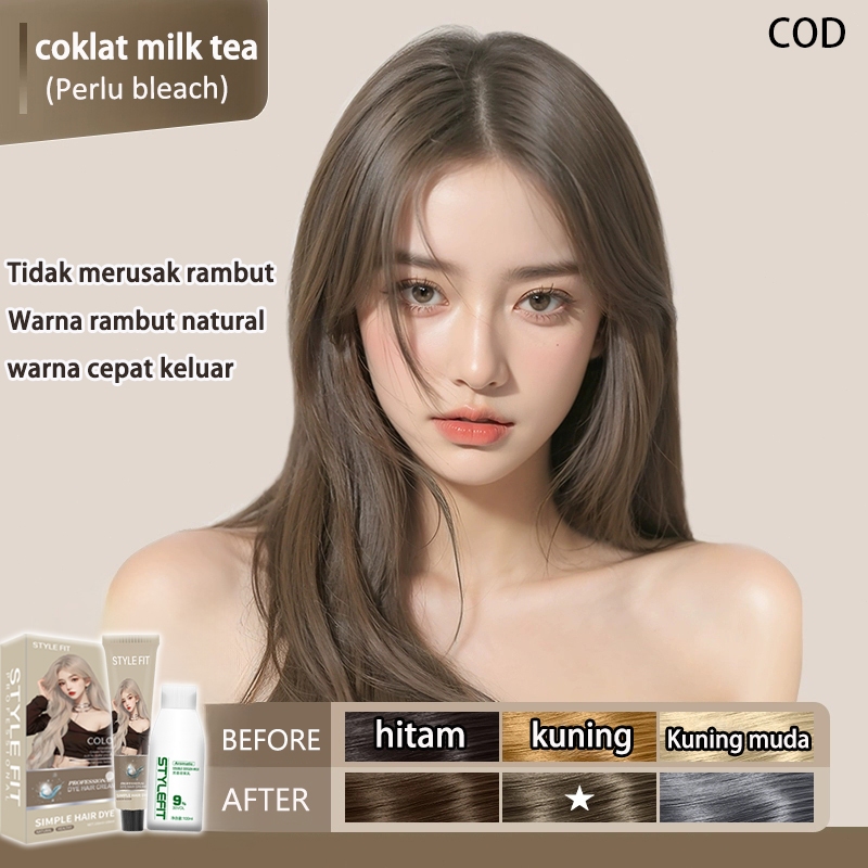 Jual Warna populer STYLE FIT cat rambut milk tea ash grey *200ml, Cocok untuk kulit gelap ...