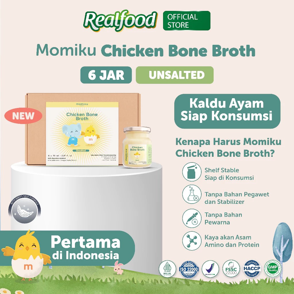 Jual Realfood Momiku Chicken Bone Broth Unsalted 6 jar | Shopee Indonesia