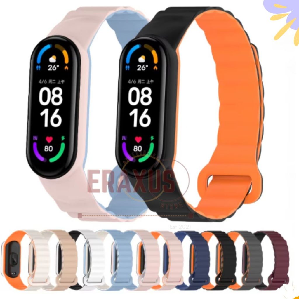 Jual Eraxus Strap Xiaomi Mi Band 3 4 5 6 7 8 9 10 Magnetic Loop Silicone Double Color for Mi ...