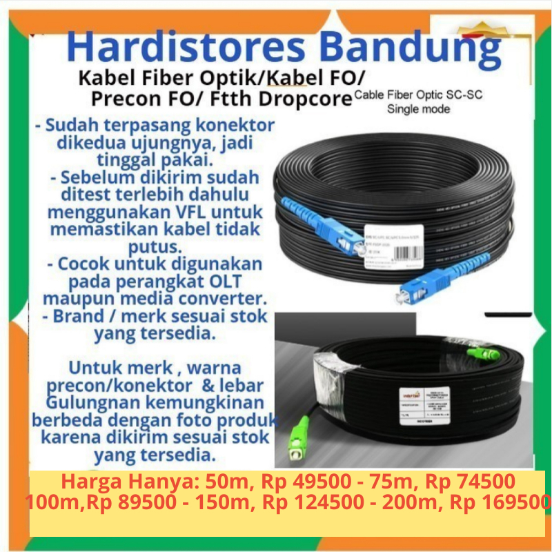 Jual Kabel Fiber Optik Dropcore FTTH Kabel FO Precon 95m 100 m 115m 120m 125m 130m 135m Siap ...