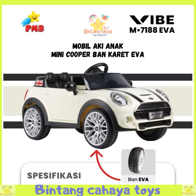 Jual (FREE KARPET ALAS KAKI) Mobil Aki Anak Model Mini Cooper PMB M7188 ...