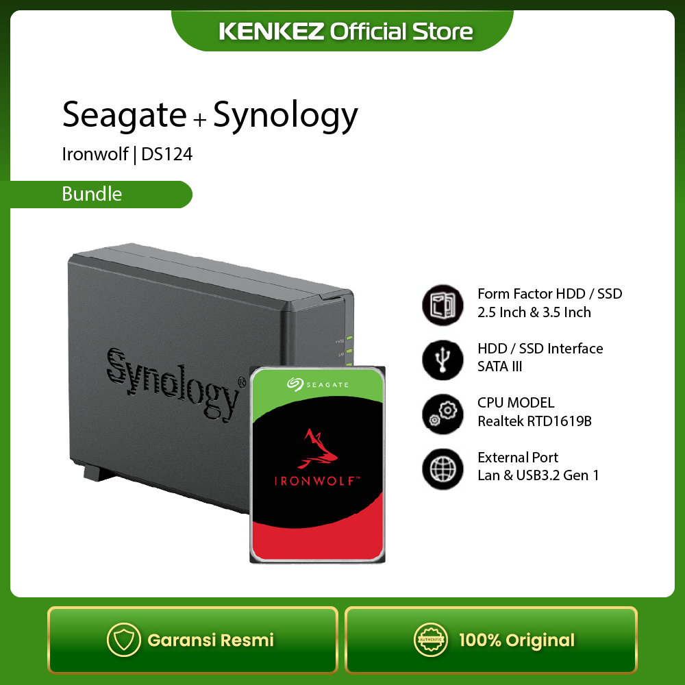 Jual [Bundle] Seagate IronWolf HDD / Hardisk NAS + Synology DS124 ...
