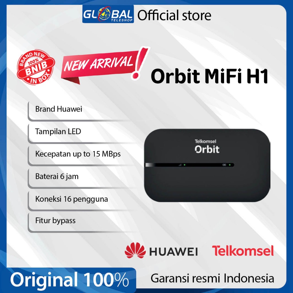 Jual Telkomsel Orbit Mifi H1 N3 N2 N1 Portable Modem Wifi 4G High Speed ...