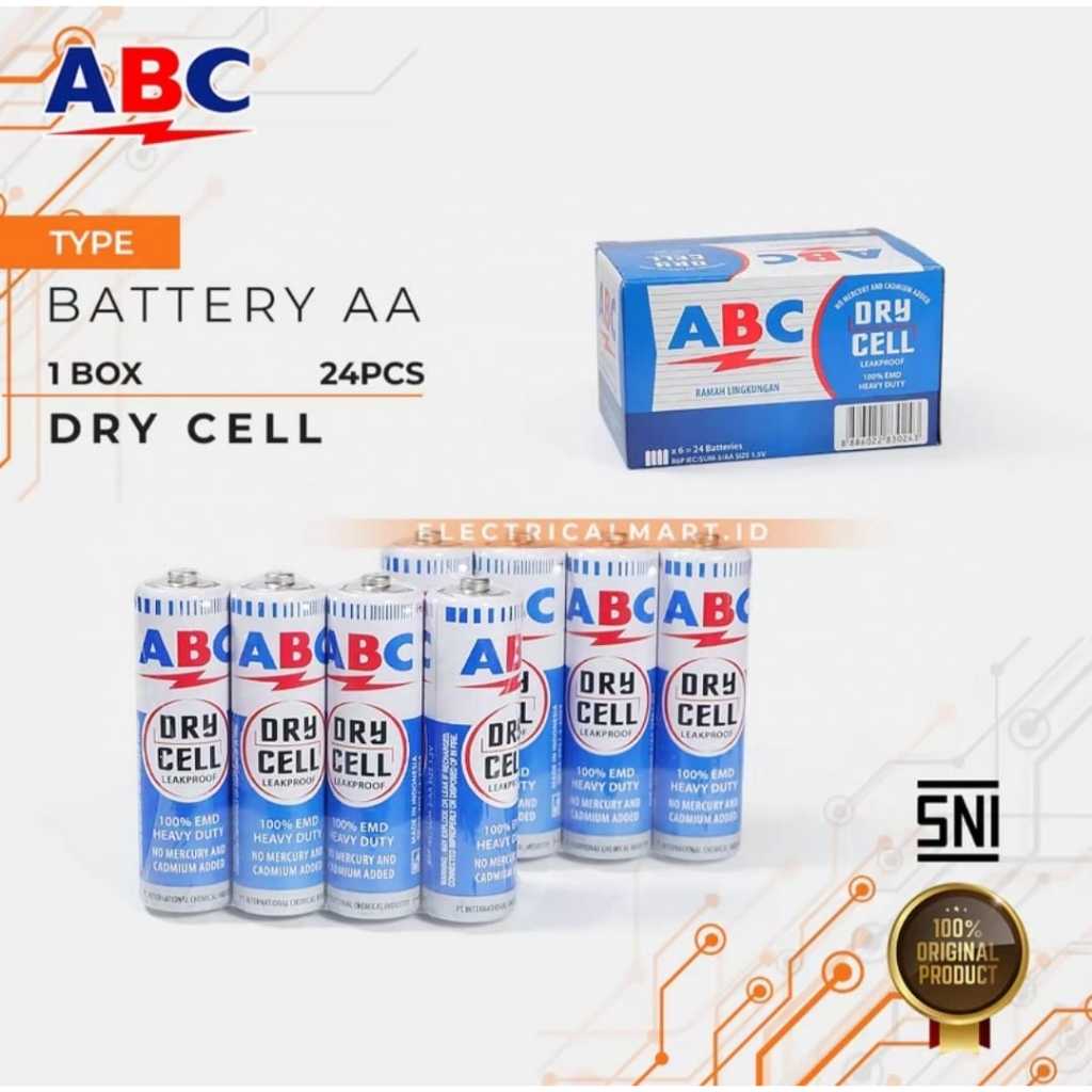 Jual 1 BOX isi 24 Baterai ABC Biru AA R6 Dry cell tahan lama | Shopee ...