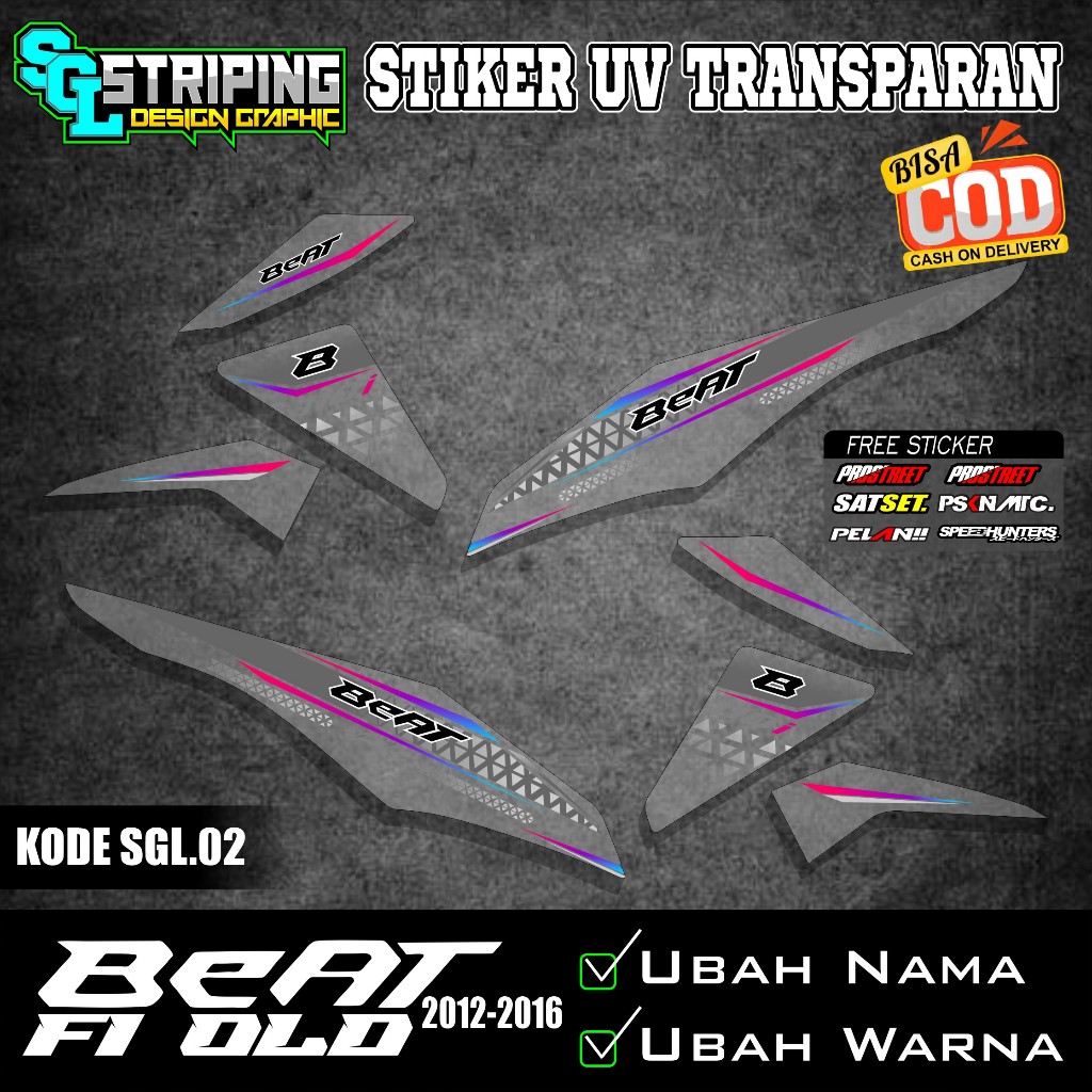 Jual (COD) STICKER STRIPING TRANSPARAN UV BEAT FI OLD VARIASI LIST ...