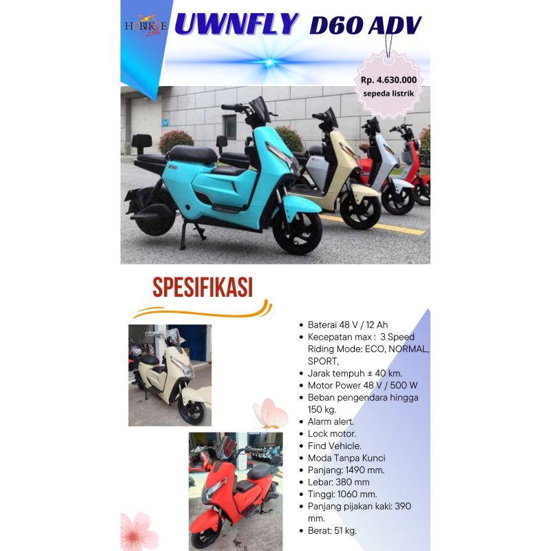 Jual Sepeda Listrik Uwinfly D60 ADV | Shopee Indonesia