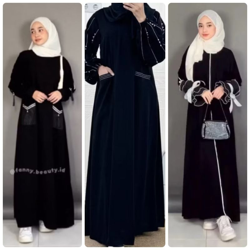 Jual Abaya Hitam Arab Model Simpel Gamis Muslimah Fashion Dubai Saudi ...