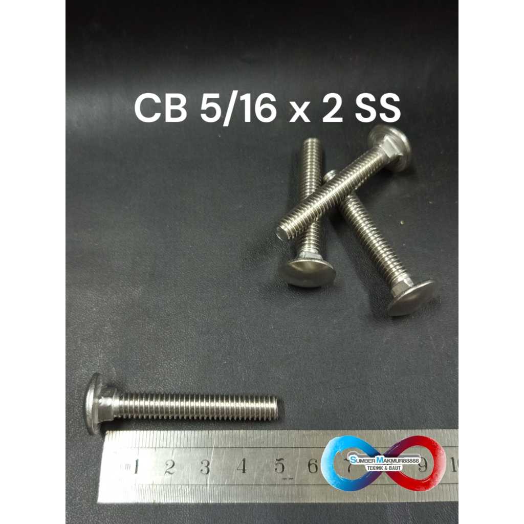 Jual Baut Mur CB SS 5/16 x 2 inch (Baut Payung) Stainless steel | Shopee Indonesia