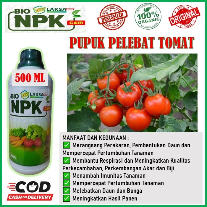 Jual Obat Pelebat Tomat - Pupuk Organik Cair Pelebat Buah Tomat - NPK Laksa Grow Pupuk Cair ...