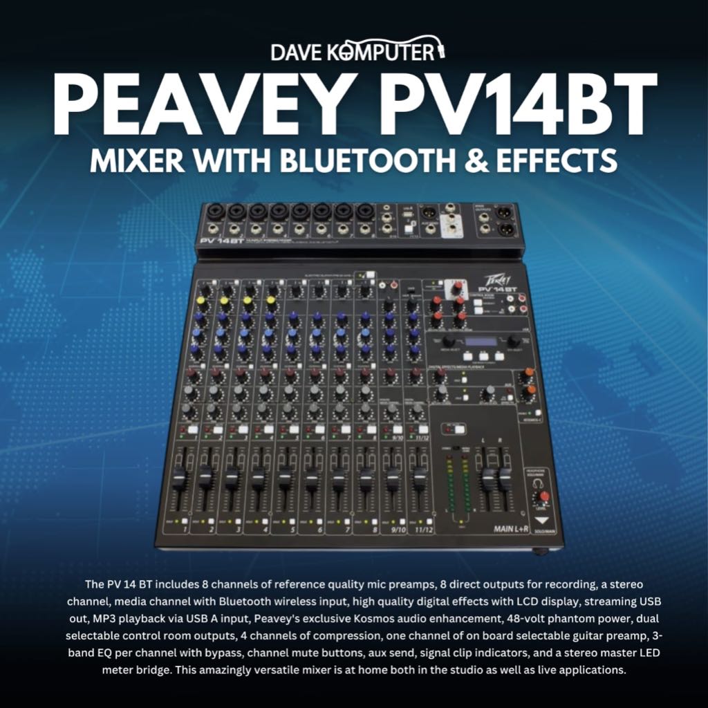 Jual Peavey PV14BT / PV 14BT / PV 14 BT Mixer with Bluetooth and ...