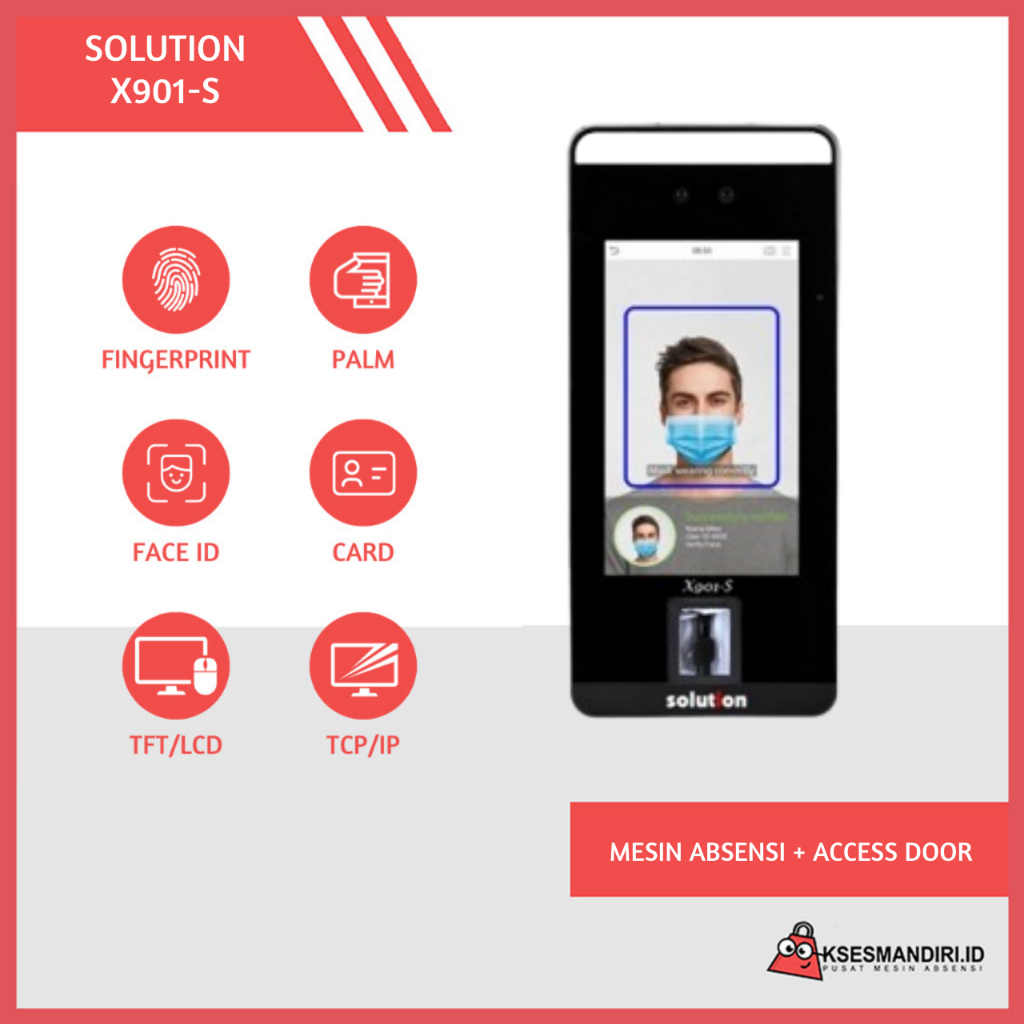 Jual Mesin Absensi dan Akses Door Fingerprint Wajah Solution X901-S ...