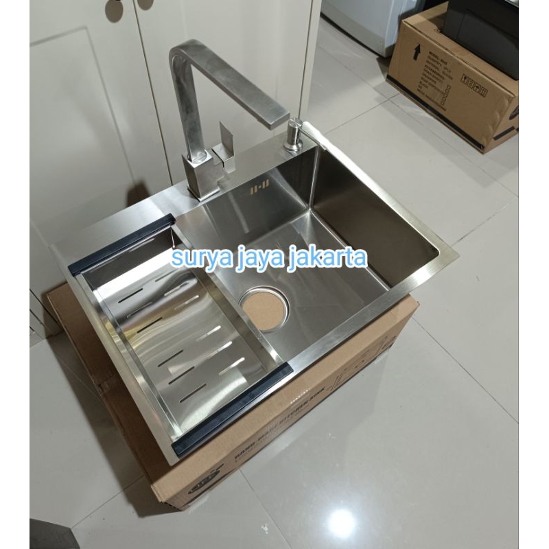 Jual Paket komplit kitchen Sink 6045 Stainless / Kitchen sink Paket komplit 60 cm x 45 cm ...